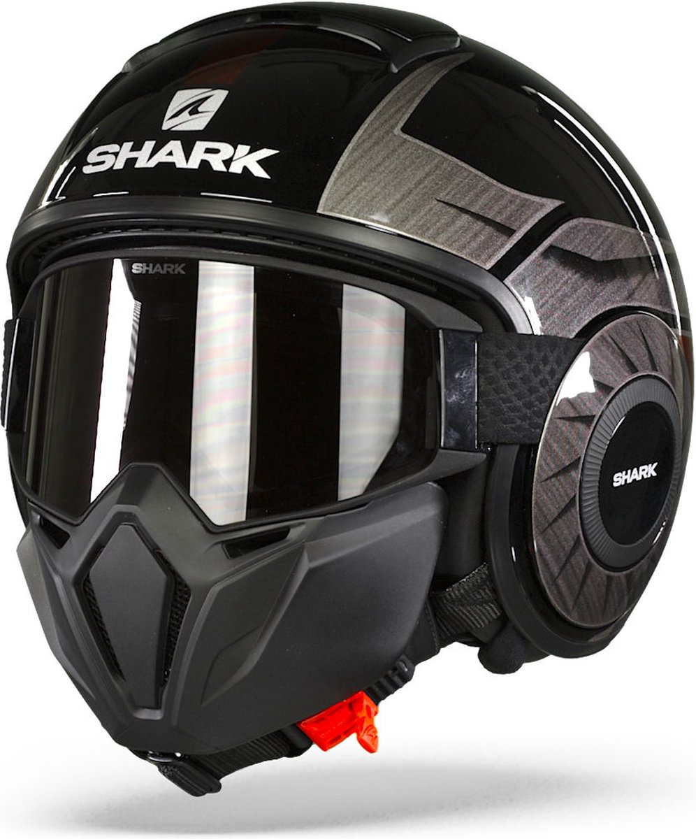 SHARK STREET DRAK TRIBUTE RM Motorhelm jethelm Zwart Chroom Rood - Maat ...