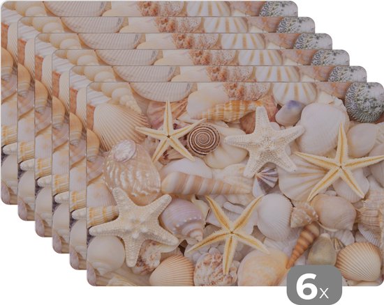 Placemat - Placemats kunststof - Zeesterren - Schelpen - Strand - Zomer ... Placemat - Placemats kunststof - Zeesterren - Schelpen - Strand - Zomer ...