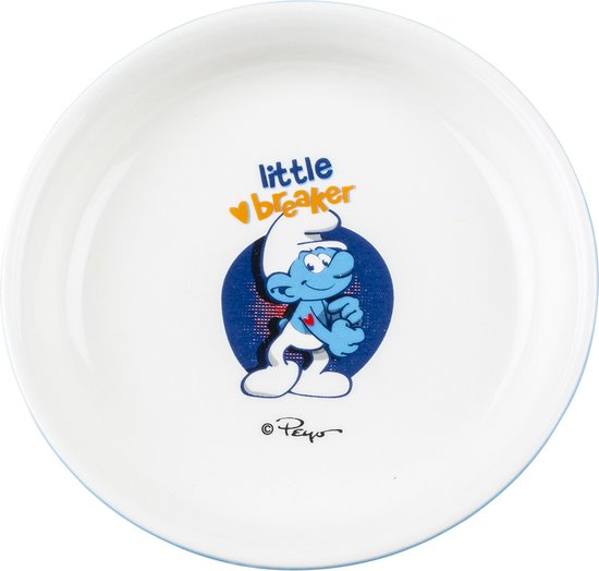 Potige smurf lage eetkom 180ml - 14,2x14,2x2,5cm wit/blauw | bol