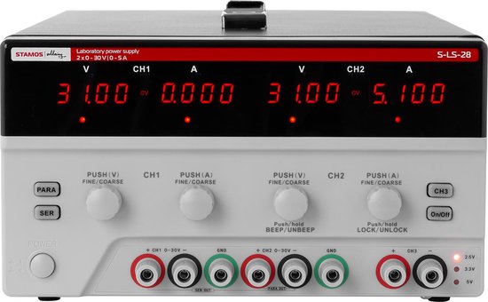 Stamos Laboratorium voeding - 2x 0-30 V, 0-5 A DC, 550 W | bol.com