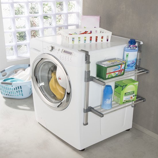 Ruco Wasmachine rek 2 etages - Zwart - Verstelbaar | bol