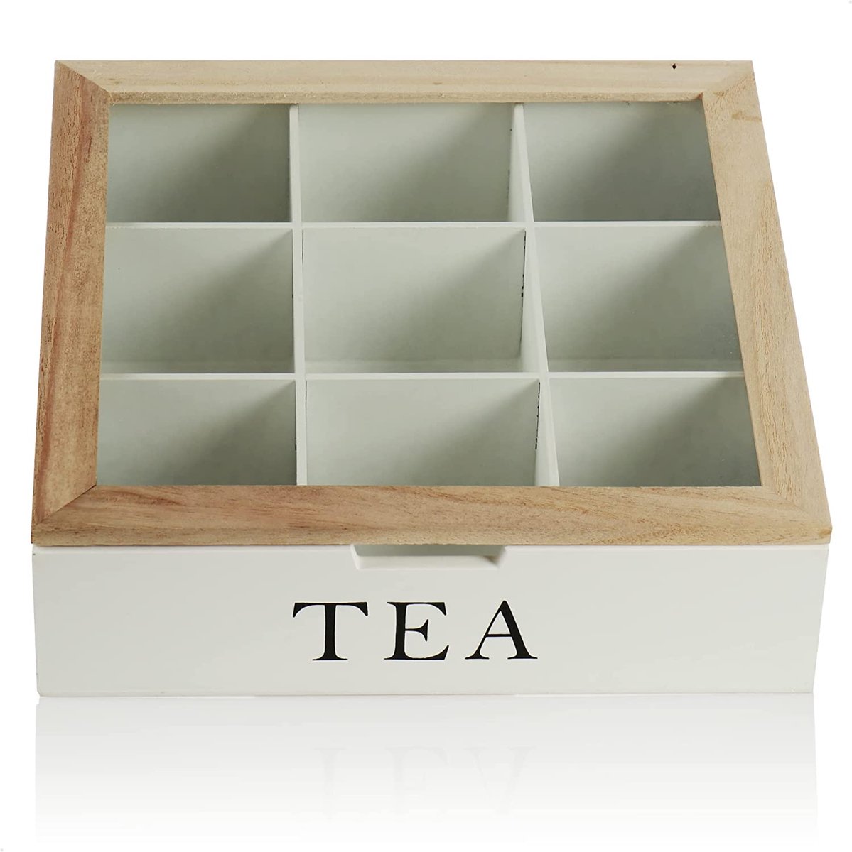 COM-FOUR® theedoos met 9 vakken voor maximaal 90 theezakjes - witte ...