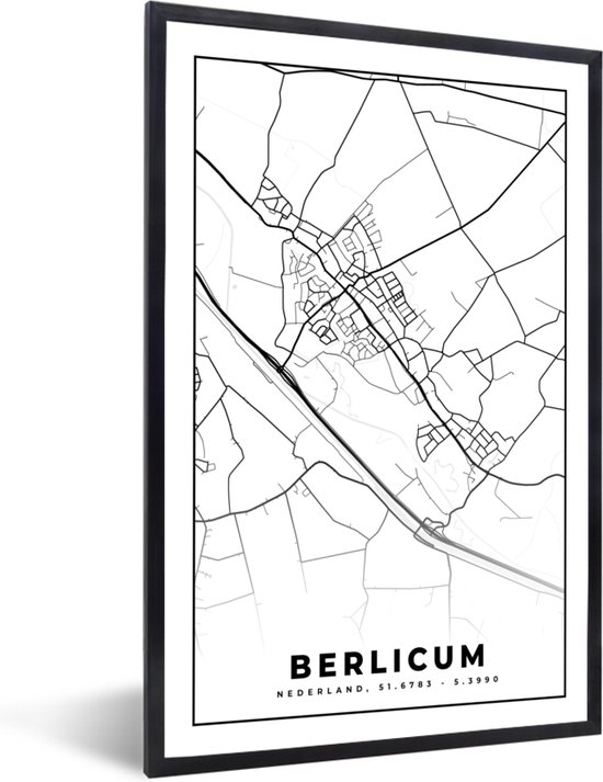 Fotolijst incl. Poster - Plattegrond - Berlicum - Kaart - Stadskaart ...