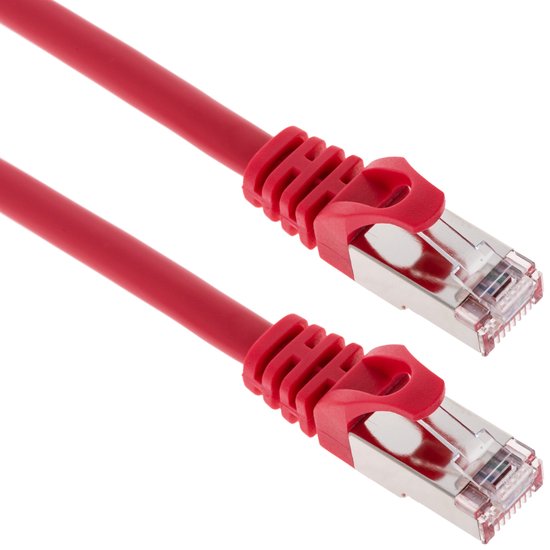 BeMatik - Ethernet netwerkkabel LAN FTP RJ45 Cat.6a rood 25cm | bol