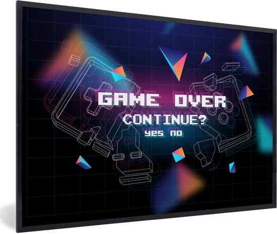 Game Poster - Gaming - Arcade - Game Over - Zwart - Blauw - Gamen ...