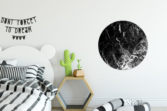 WallCircle - Muurstickers - Behangcirkel - Marmer - Zwart - Wit - Klassiek - 80x80 cm... | bol