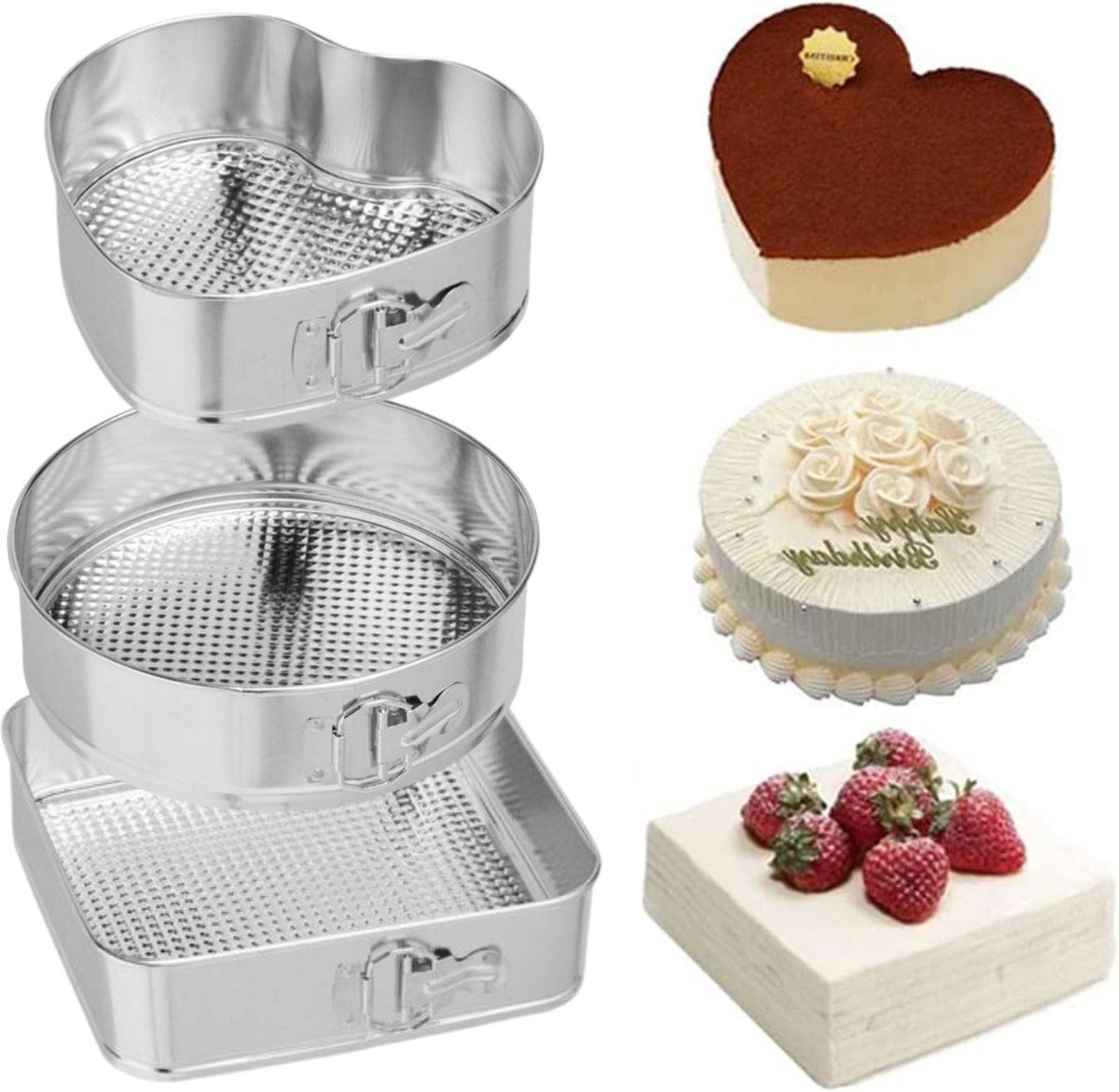 Cheqo® RVS Springvormen Set - Bakset - Spring Vorm - Taartvormen ...
