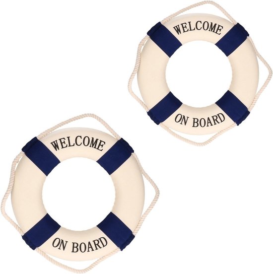 Gerkimex - Maritieme decoratie reddingsboeien set blauw/wit 35 en 50cm ...