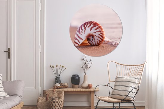 Behangcirkel - Rond behang - Zee - Strand - Schelp - Wanddecoratie ...