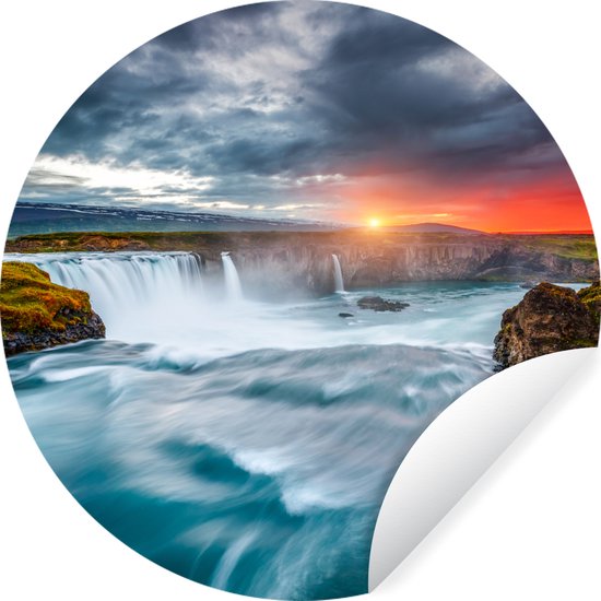 MuchoWow - Behangcirkel - Berg - Landschap - Waterval - Zonsondergang ...