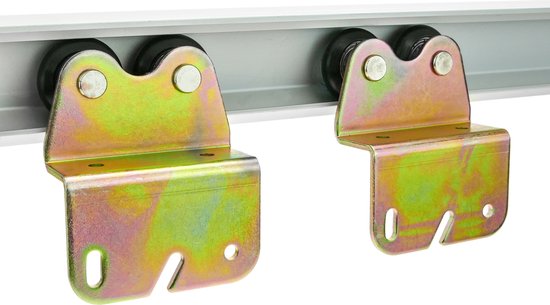 PrimeMatik - Geleiderail voor schuifdeur met 2m mahonie MDF houten dek ...