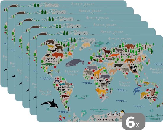 Placemat kinderen - Placemat - Placemats kunststof - Wereldkaart ... Placemat kinderen - Placemat - Placemats kunststof - Wereldkaart ...