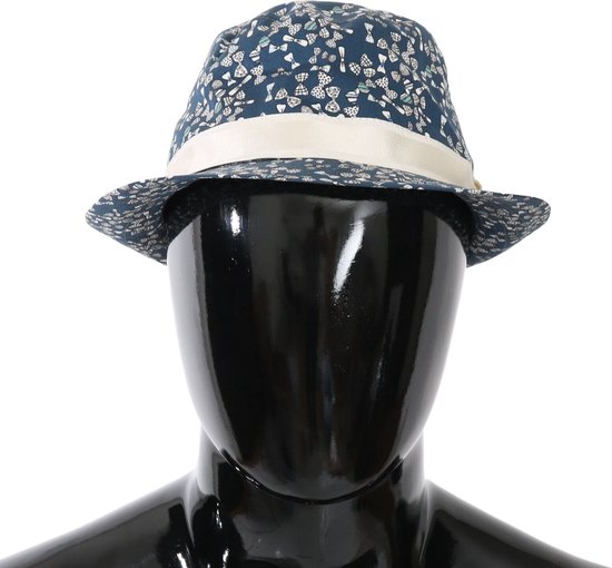 Dolce & Gabbana Blue White Cotton Bow Print Fedora Hat | bol