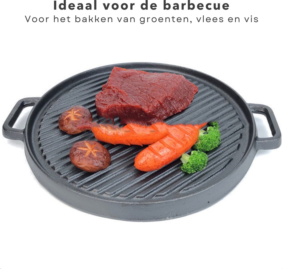 Cheqo® Barbecue Plancha Pan - BBQ Grillplaat - Grillpan - Gietijzer ...
