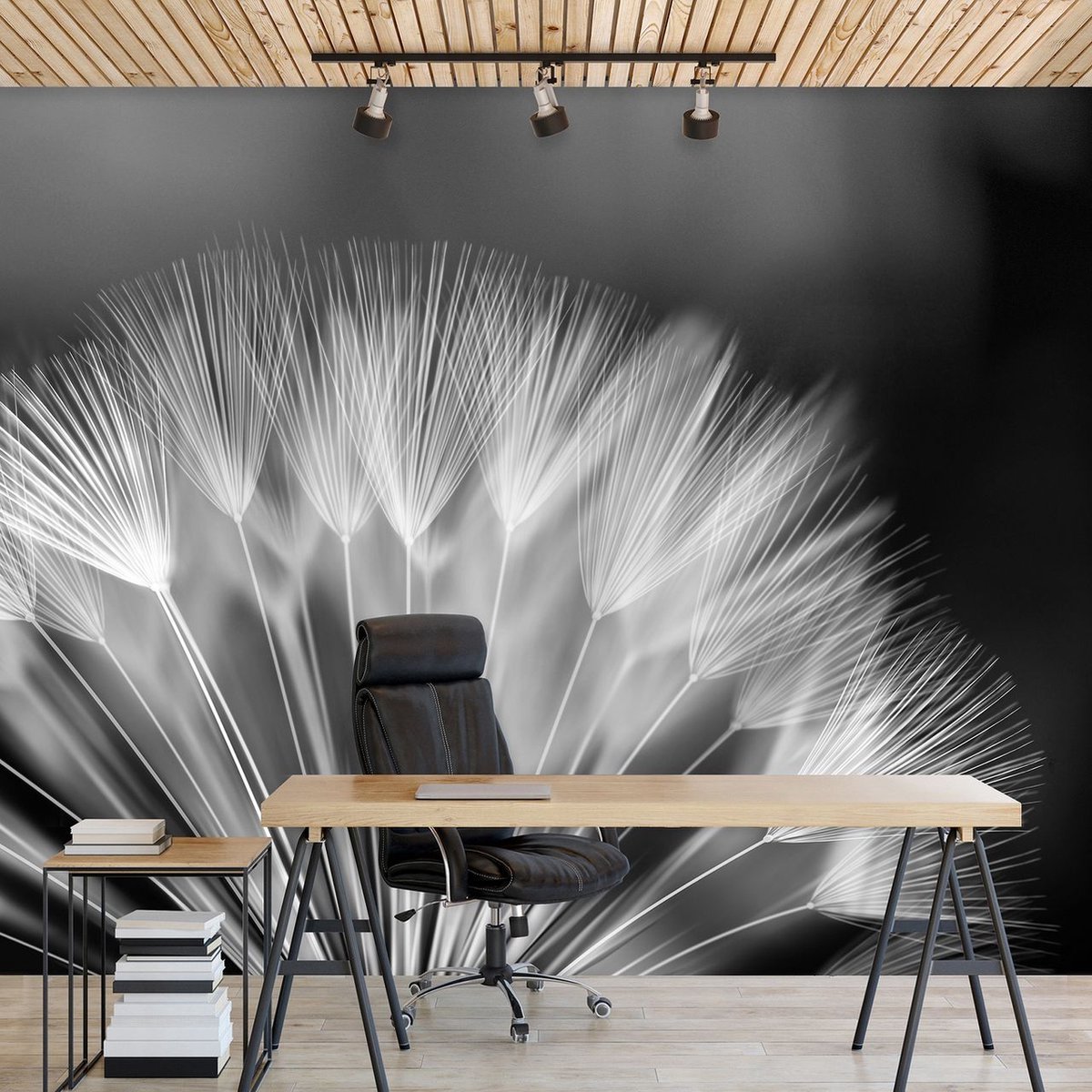 Fotobehang - Vlies Behang - Zwart-wit Paardenbloem - 416 x 254 cm | bol