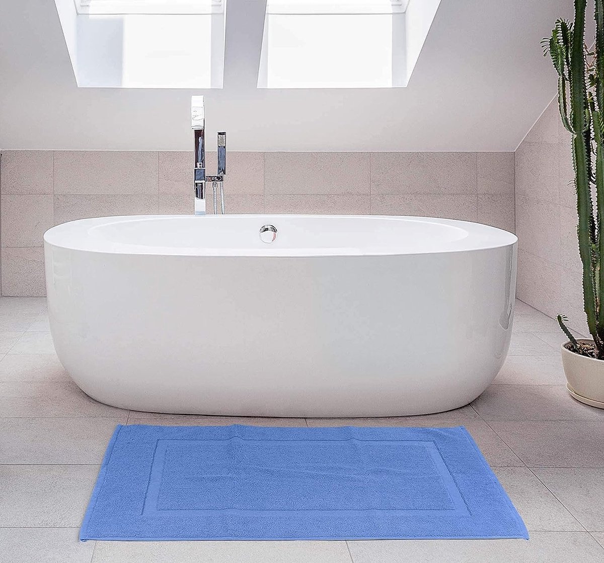 Set van 2 badmatten, salie-groene luxe badmatten van gekamd katoen, 53 ...