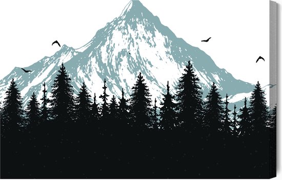 Schilderijkoning - Canvas Schilderij Bos Aan De Voet Van De Bergen - 120 x 80 cm | bol.com