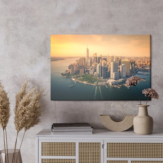 Schilderijkoning - Canvas Schilderij Manhattan-Panorama - 90 x 60 cm | bol