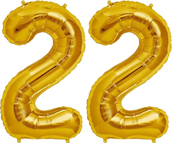 Folieballon Cijfer 22 Goud - 86 cm | bol
