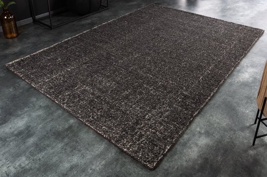 Handgemaakt tapijt WOL 230x160cm donkergrijs gestructureerd van wol ...