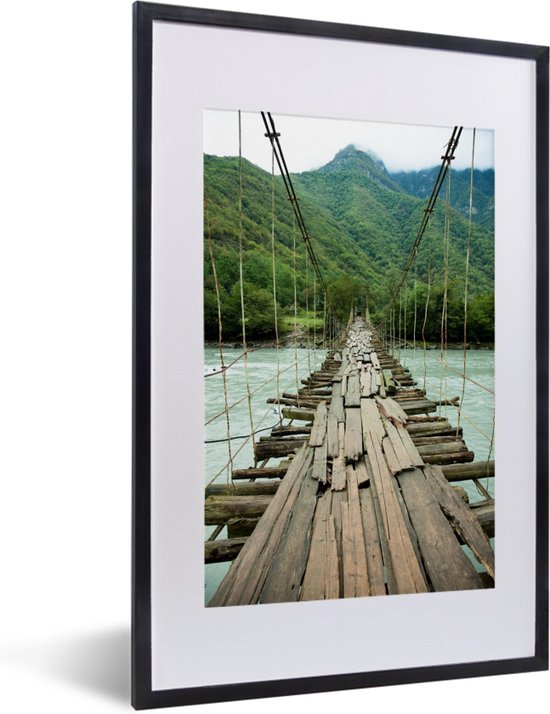 Fotolijst incl. Poster - Brug - Hout - Rivier - 40x60 cm - Posterlijst ...