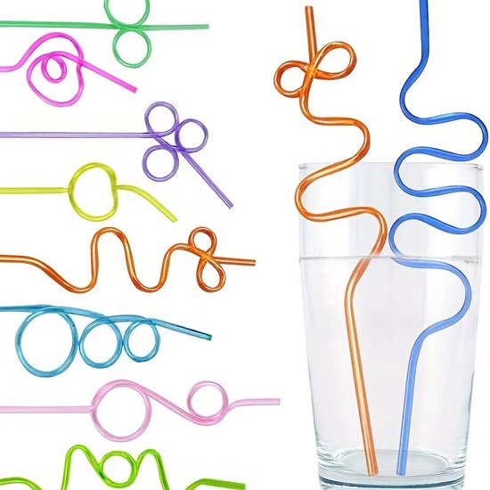 10 Stuks - Kleurrijke Herbruikbare Krulrietjes - Plastic Rietjes voor ...