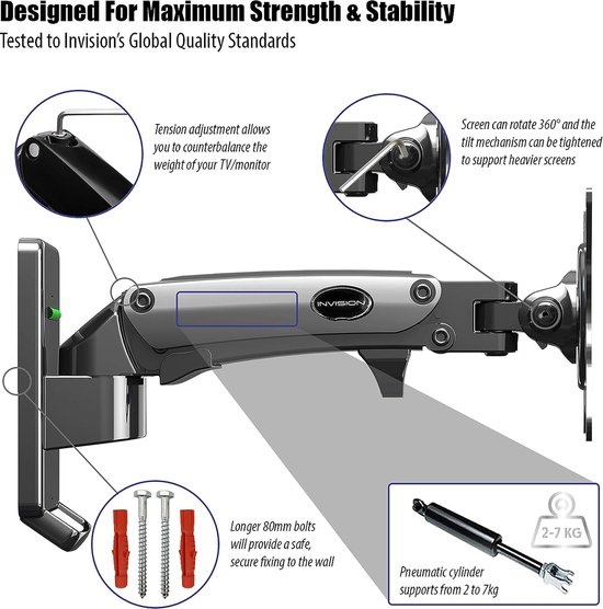 17-27" monitor muurbeugel & TV beugel VESA 75x75 & 100x100mm met ...