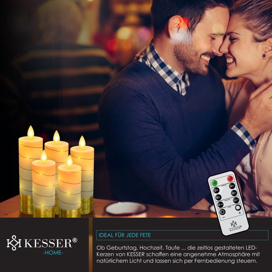KESSER® Oplaadbare LED Kaarsen Set van 5 Kaarsen met Afstandsbediening ...