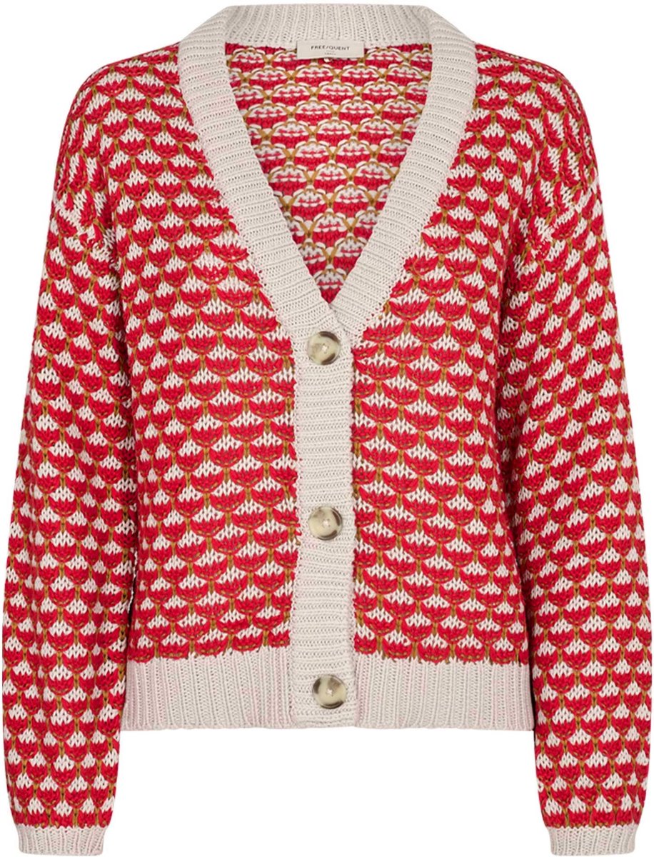 Freequent Vest Fqflippy Cardigan 202277 Moonbeam W Rococco Red Dames ...