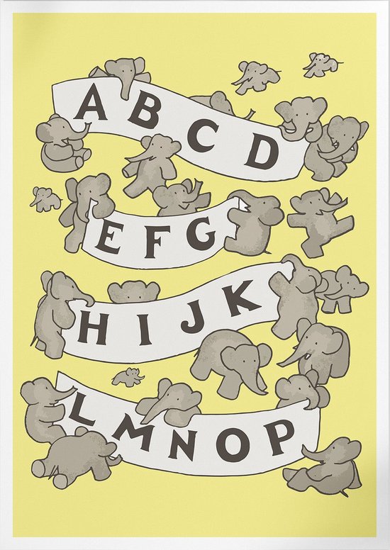 ABC De Babar I (Yellow) (Babar de Olifant) | Poster | A4: 21 x 30 cm | bol