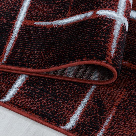 Rood Tapijt Laagpolig Vloerkleed - 80x150cm- Modern - Woonkamer - Salon ...
