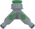 Benson Waterverdeler 2-weg - Kunststof - Grijs/Groen - 1/2" en 3/4" - Apart afsluitbaar | bol