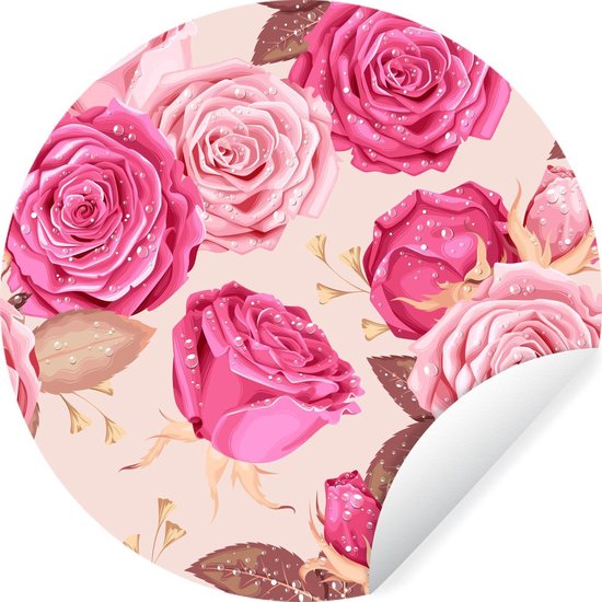 WallCircle - Muurstickers - Behangcirkel - Rozen - Bloemen - Patroon - ⌀ 30 cm -... | bol