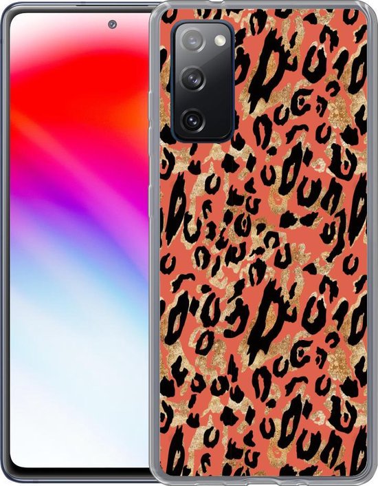 Samsung Galaxy S20 FE hoesje - Panterprint - Goud - Roze - Siliconen Telefoonhoesje | bol.com