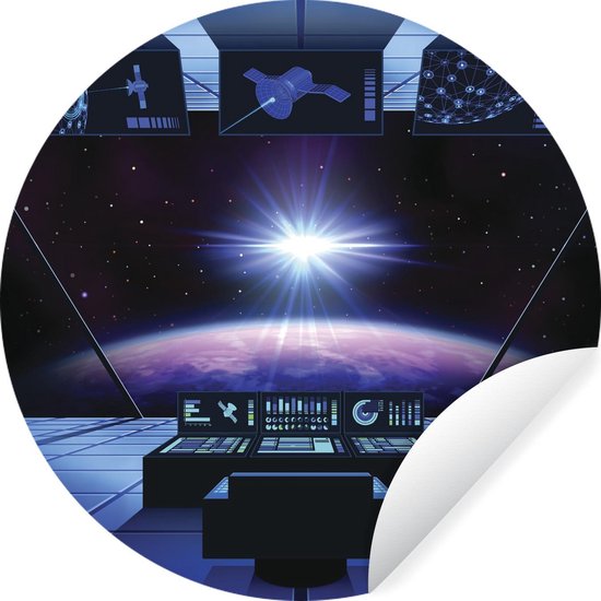 Illustration de science-fiction du pont d'un vaisseau spatial Sticker ...