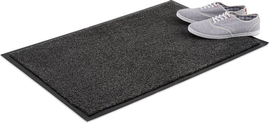 Schoonloopmat - Dunne deurmat voor binnen - Zwart-grijs - 60x90 cm | bol