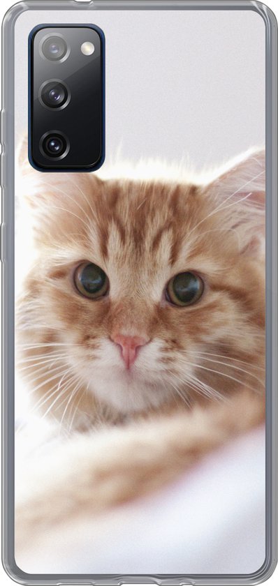 Telefoonhoesje Geschikt voor Samsung Galaxy S20 FE hoesje - Kat - Rood - Bed - Meisjes... | bol