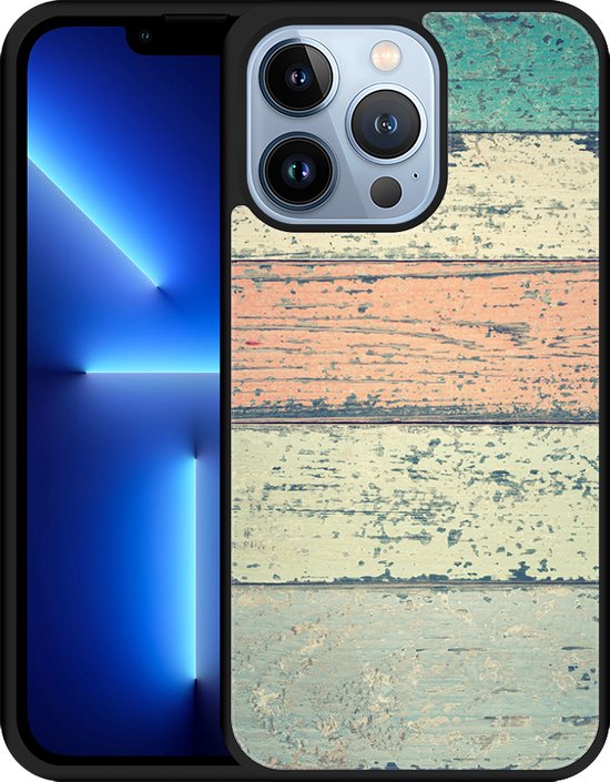 iPhone 13 Pro Hoesje - Design op Glas - Steigerhout - Designed by Cazy ...