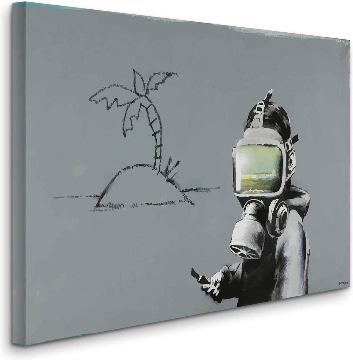 BANKSY Gas Mask Boy Impression sur toile | bol.com