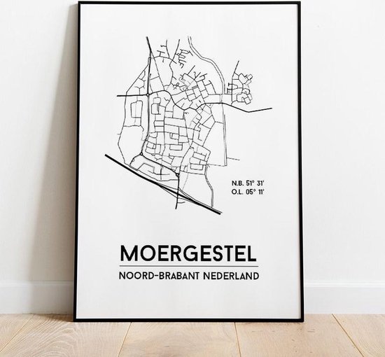 Moergestel city poster, A3 zonder lijst, plattegrond poster ...