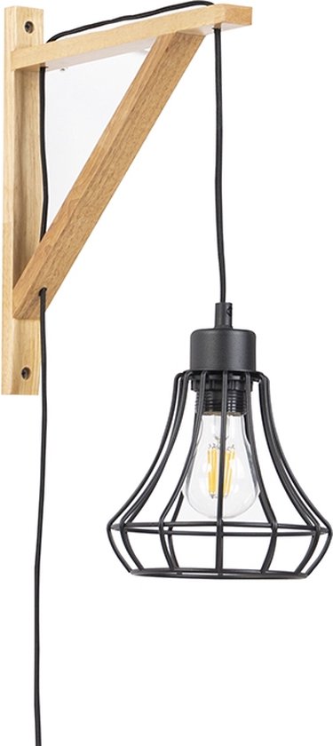 QAZQA galgje - Landelijke Wandlamp met schakelaar voor binnen - 1 ...