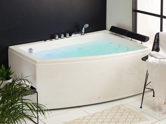 Beliani SERRANA - Hoekbad whirlpool - wit - Acryl | bol.com