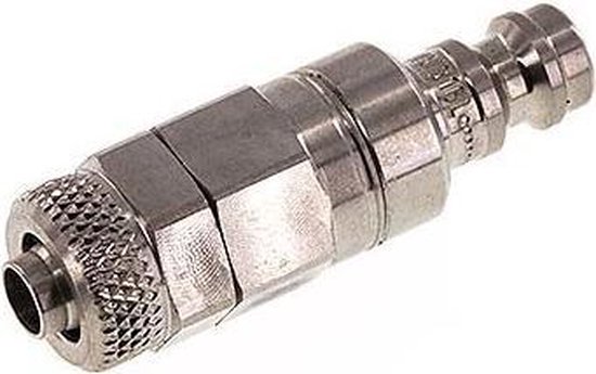 RVS 306L DN 5 Luchtkoppeling Insteeknippel 6x8 mm Push-On Double Shut ...