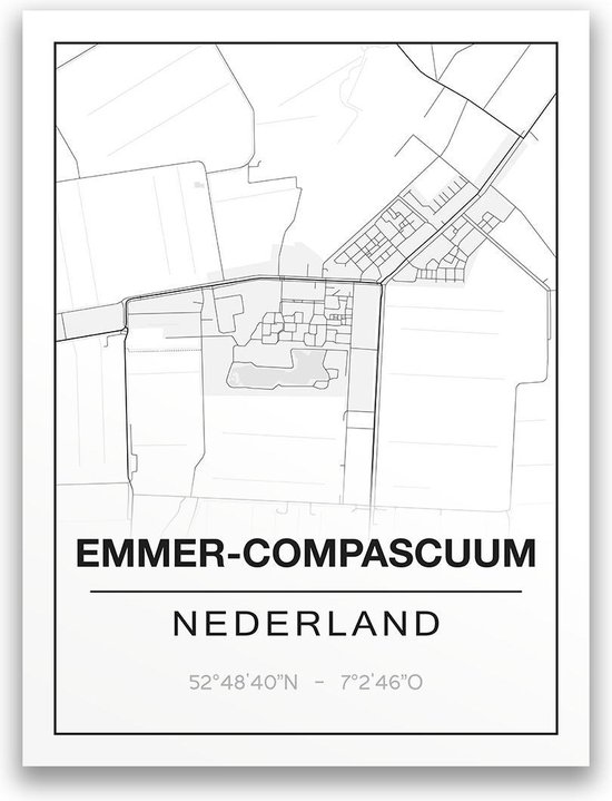 Poster/plattegrond EMMER-COMPASCUUM - A4 | bol