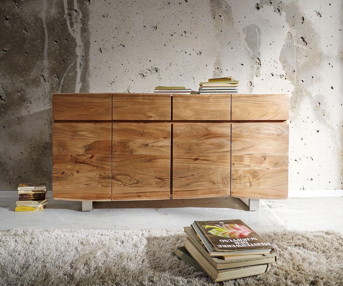 Commode Live-Edge acacia naturel 172 cm 4 tiroirs 4 portes buffet bord ...