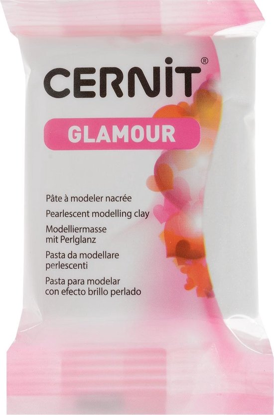 Boetseerklei - Cernit Glamour 56g white - 6 stuk | bol.com