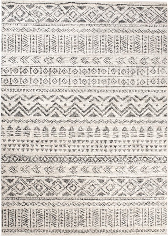 Tapiso Ethno Aztec Vloerkleed Woonkamer Slaapkamer Creme Hippie ...