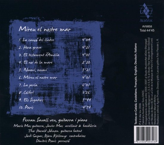 Ferran Savall - Mireu El Nostre Mar (CD), Ferran Savall | Muziek | bol