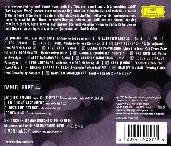 Daniel Hope - Spheres - Einaudi, Glass, Nyman, Pärt, Richter (CD ...