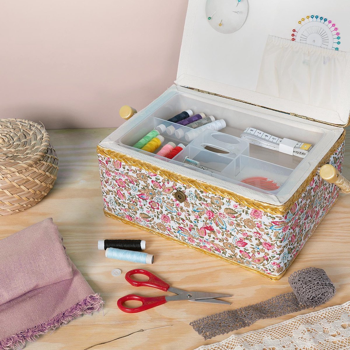 Navaris naaidoos opbergbox met accessoires - Naaiset inclusief naaidoos ...